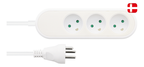 Nordic Quality Danish power outlet with 3 earthed sockets, PVC cable ...