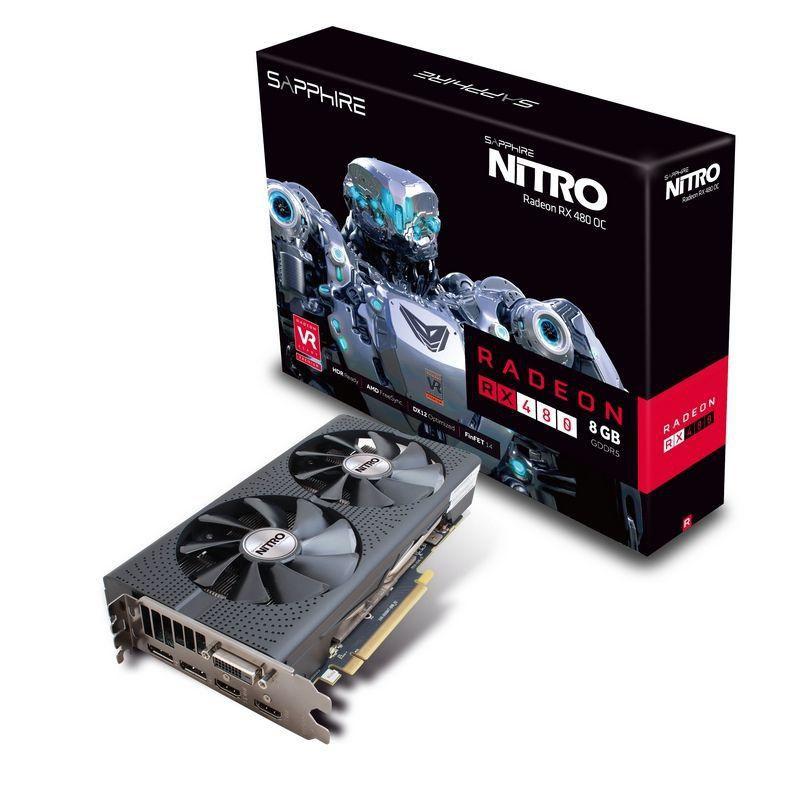SAPPHIRE RADEON RX 480 8GB GDDR5 NITRO PCI-E 2XHDMI DVI-D 2XDP OC W/BP ...