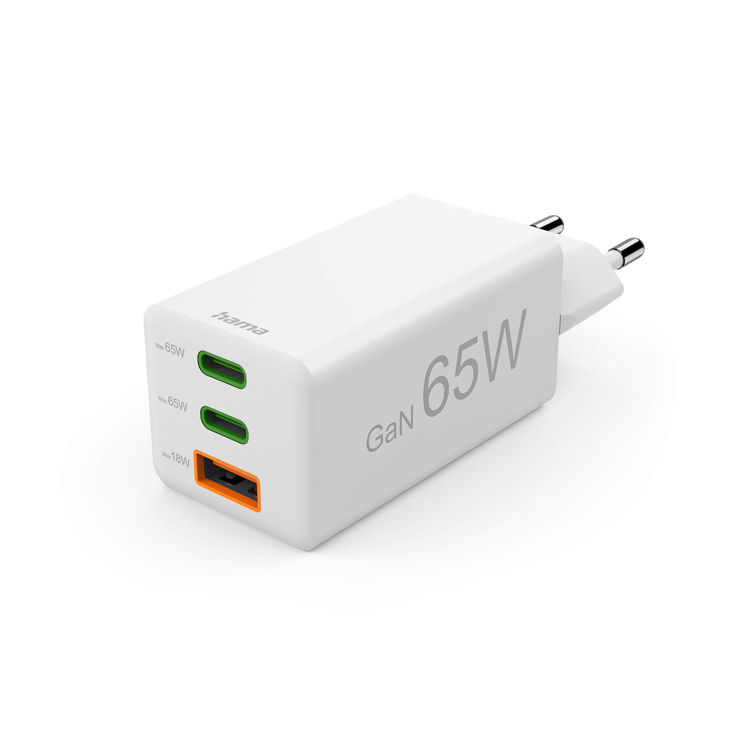HAMA Charger 2x USB-C 1x USB-A GaN 65W White | FIFO Network ApS