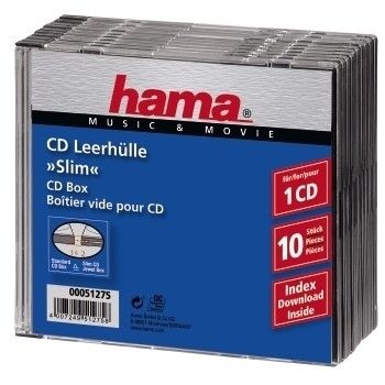 HAMA 1x10 CD-Slim Jewel Case clear/black 51275 | FIFO Network ApS