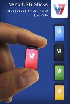 VIDEO SEVEN V7 USB NANO STICK 4GB BLACK USB2.0 23X12X4MM RETAIL IN MEM ...