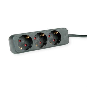 ROLINE Power Strip, 3x, black, 1.5m | CURAit